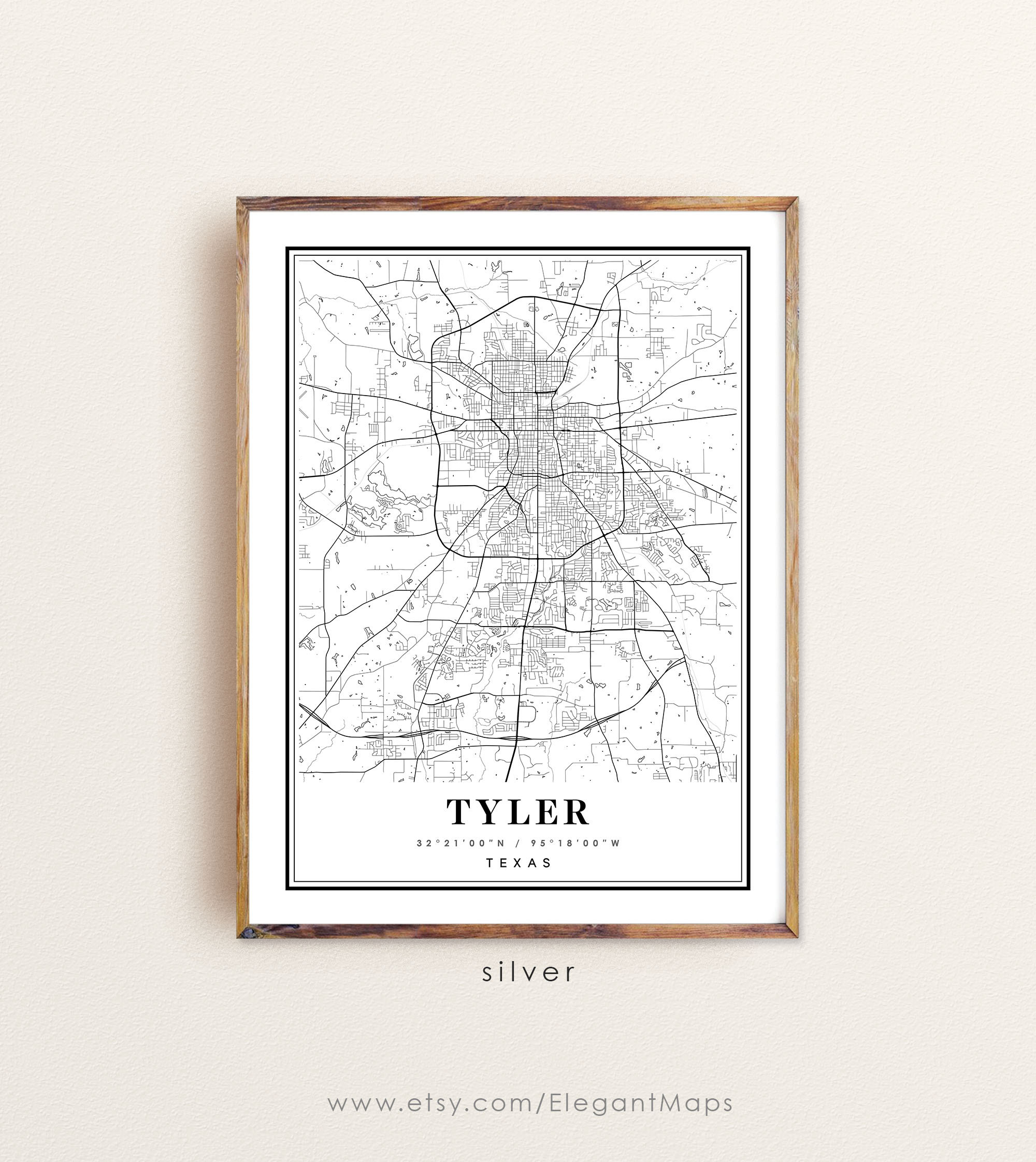Tyler Texas Map Tyler TX Map Tyler City Map Tyler Print - Etsy