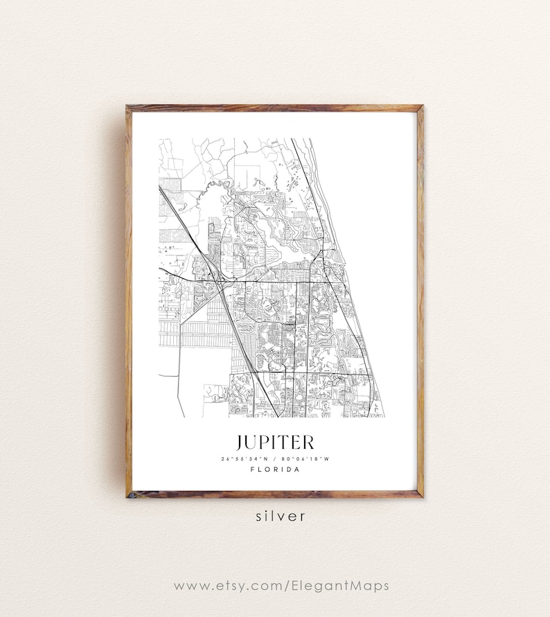 Jupiter Florida Map Jupiter FL Map Jupiter City Print - Etsy