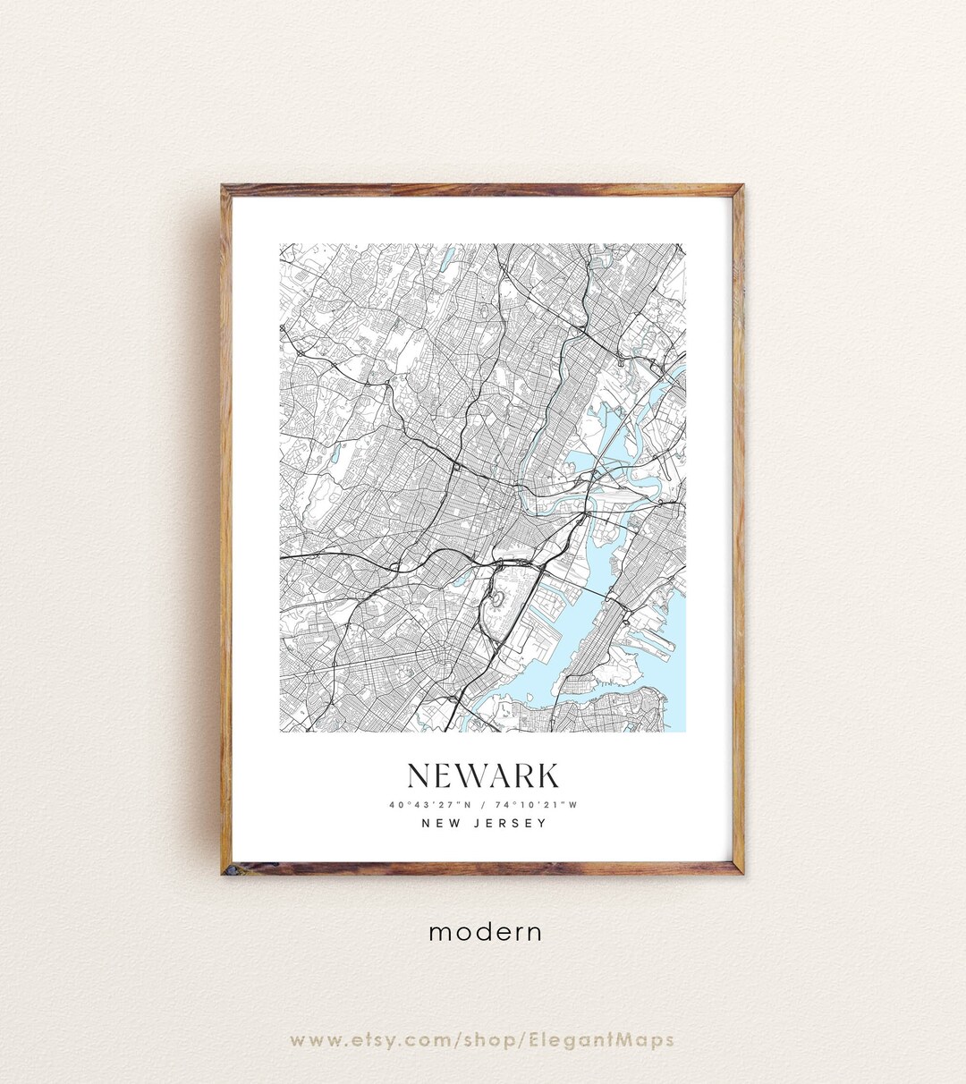 Newark New Jersey Map, Newark NJ Map, Newark City Print, Newark Poster ...