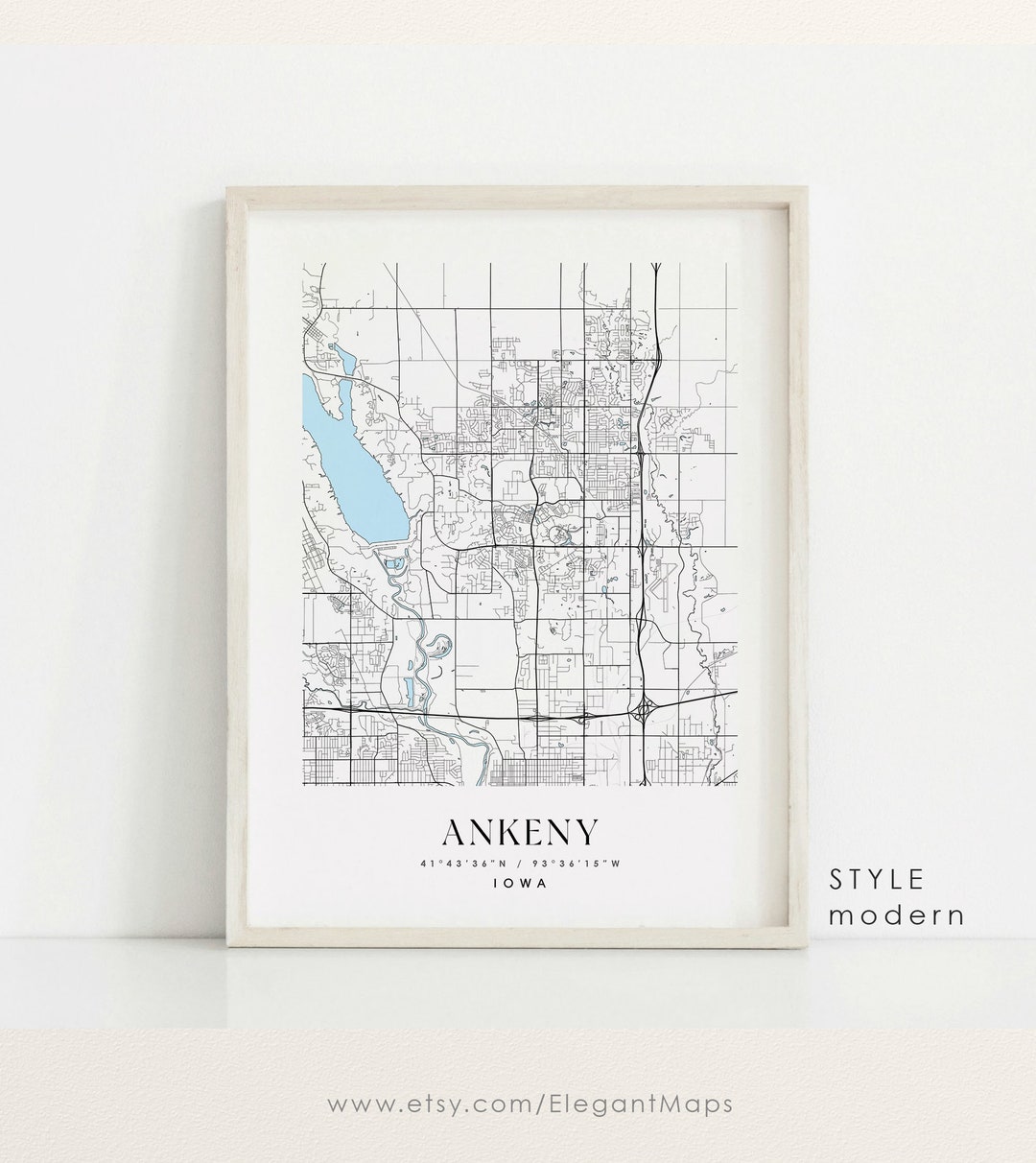 Ankeny Iowa Map Print: Custom City Wall Art - Etsy