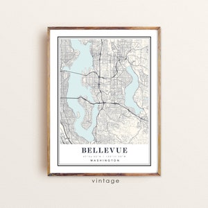 Bellevue Washington map Bellevue WA map Bellevue city map | Etsy