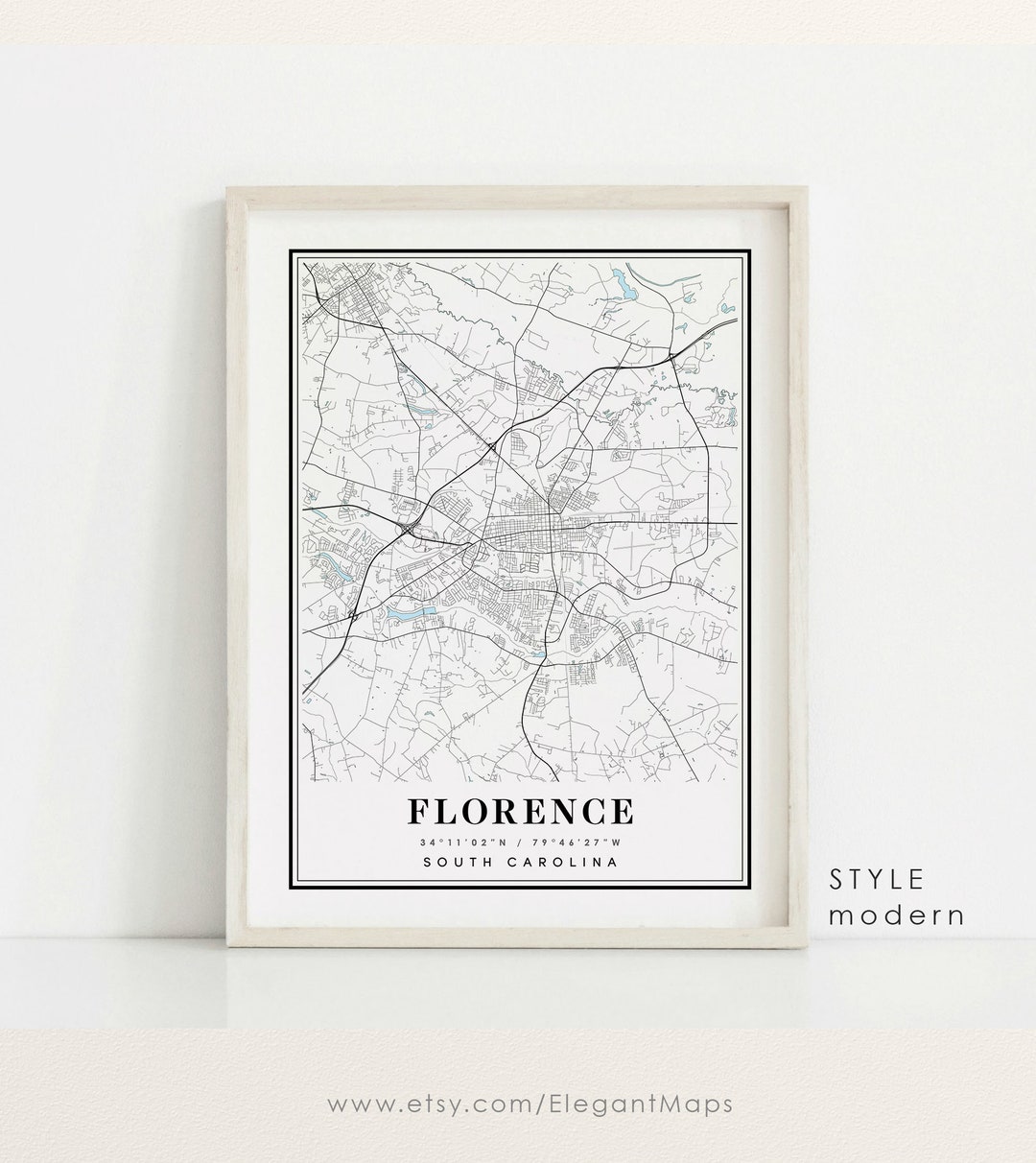 Florence South Carolina Map Florence SC Map Florence City - Etsy