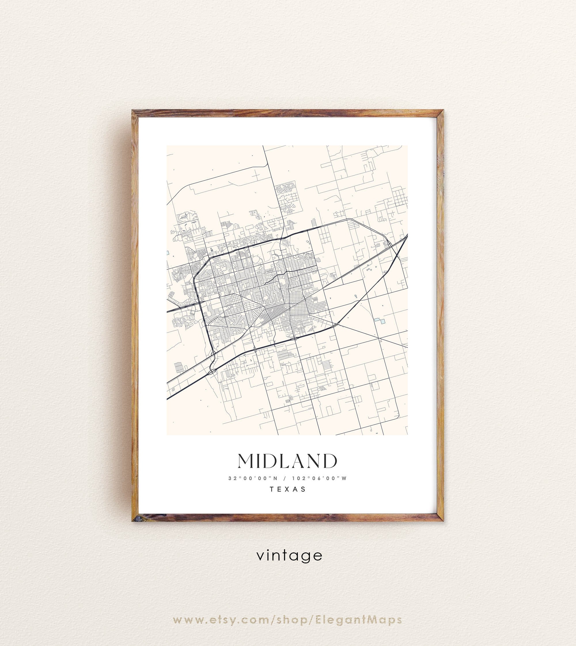 Midland Texas map Midland TX map Midland city print Midland | Etsy