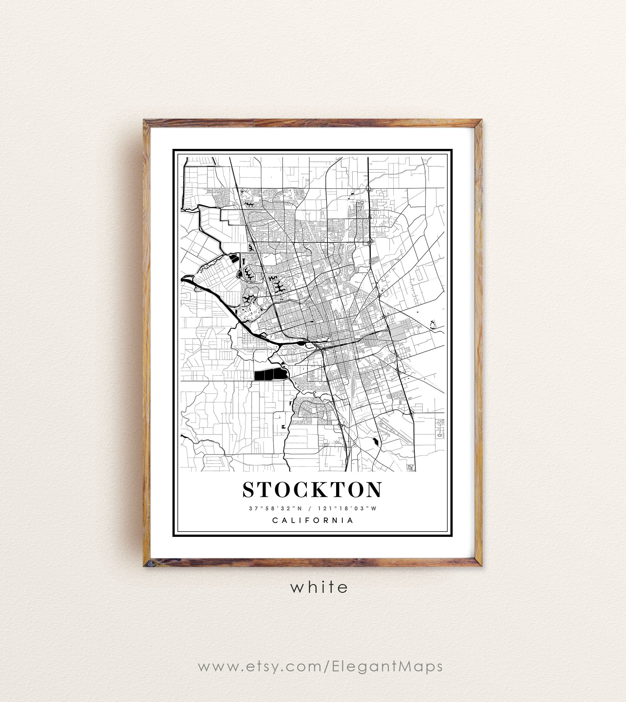 Stockton California Map Stockton CA Map Stockton City Map - Etsy