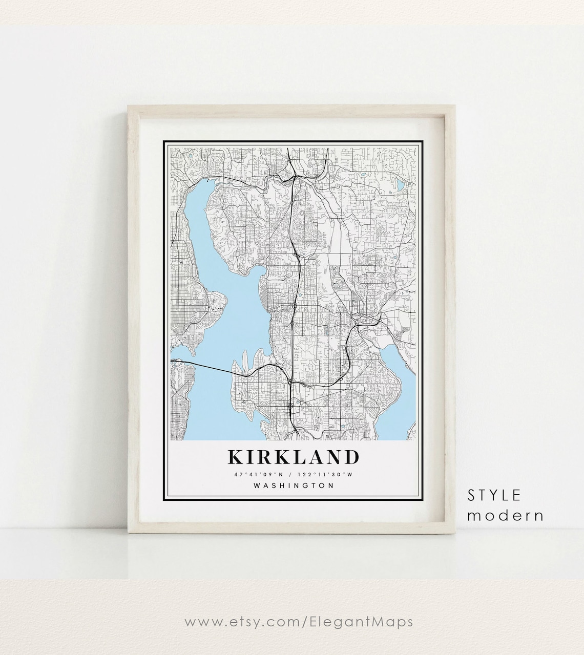 Kirkland Washington Map Kirkland WA Map Kirkland City Map | Etsy