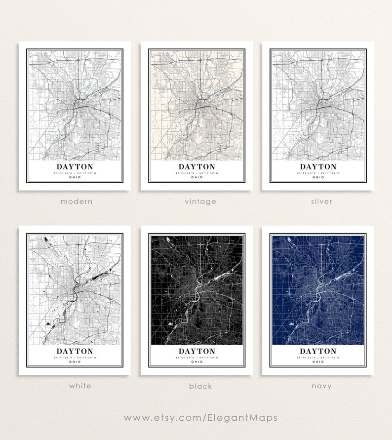 Dayton Ohio Map Dayton OH Map Dayton City Map Dayton Print - Etsy