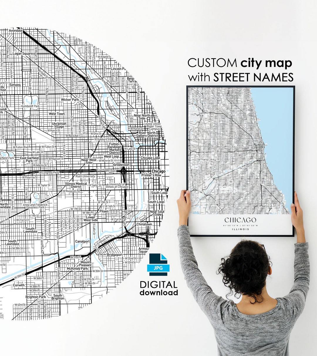Personalized Map: Your City, Custom City, Any Town Large Map With ...