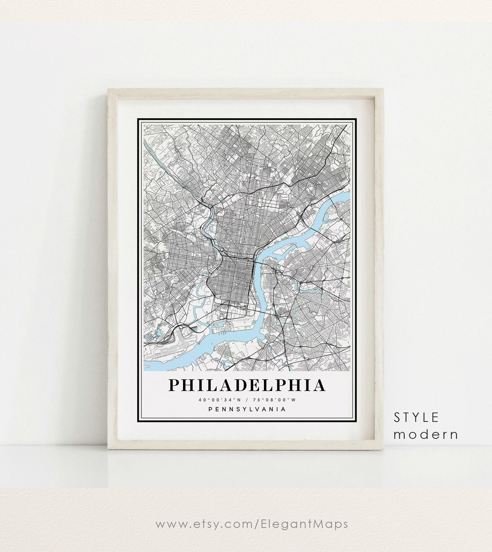 Philadelphia Pennsylvania Map Philadelphia PA Map - Etsy