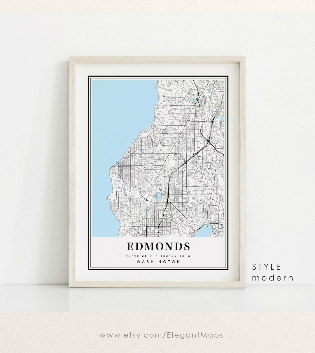 Edmonds Washington Map, Edmonds WA Map, Edmonds City Map, Edmonds Print ...