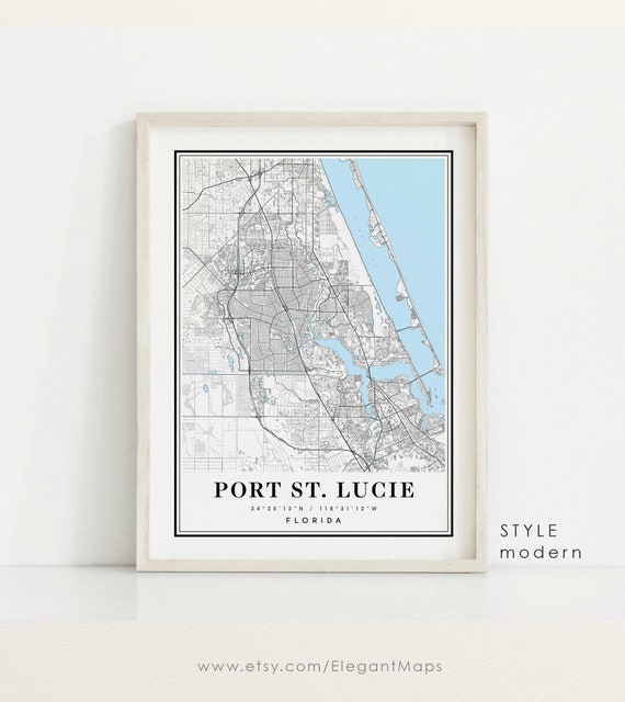 Port St. Lucie Florida Map Port Saint Lucie FL Map Port | Etsy