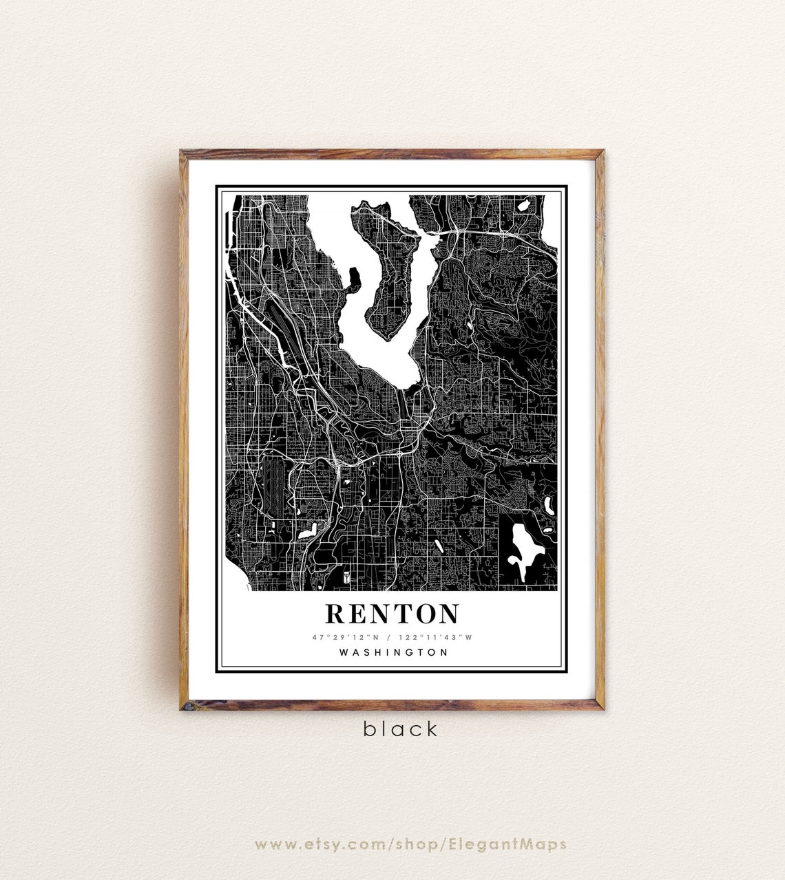 Renton Washington map Renton WA map Renton city map Renton | Etsy