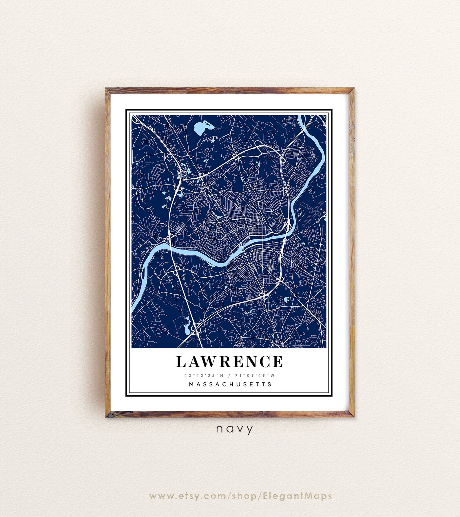 Lawrence Massachusetts map Lawrence MA map Lawrence city | Etsy