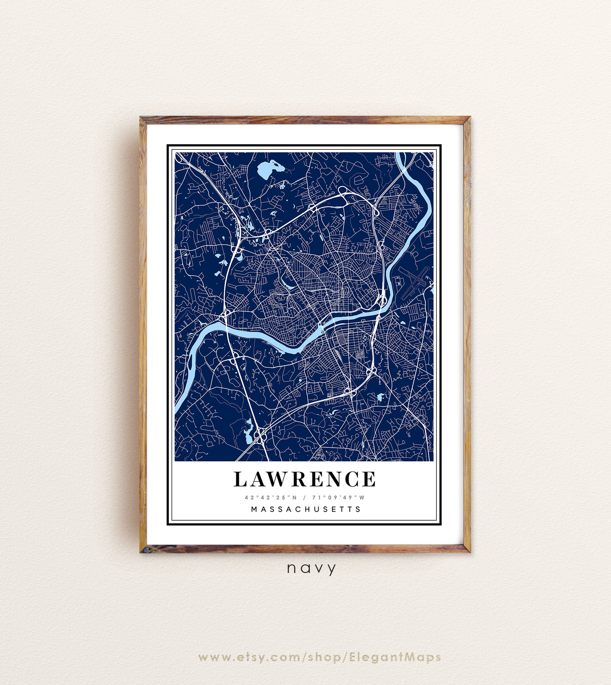 Lawrence Massachusetts map Lawrence MA map Lawrence city | Etsy