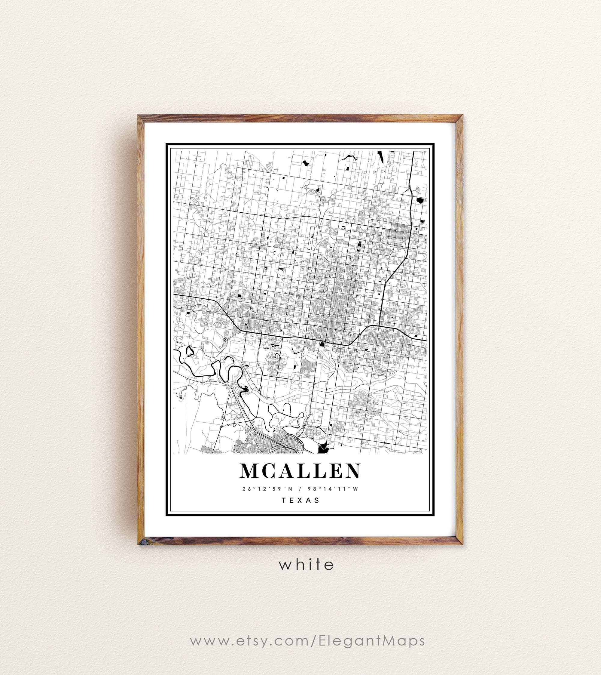 Mapa de McAllen Texas mapa de McAllen TX mapa de la ciudad - Etsy México