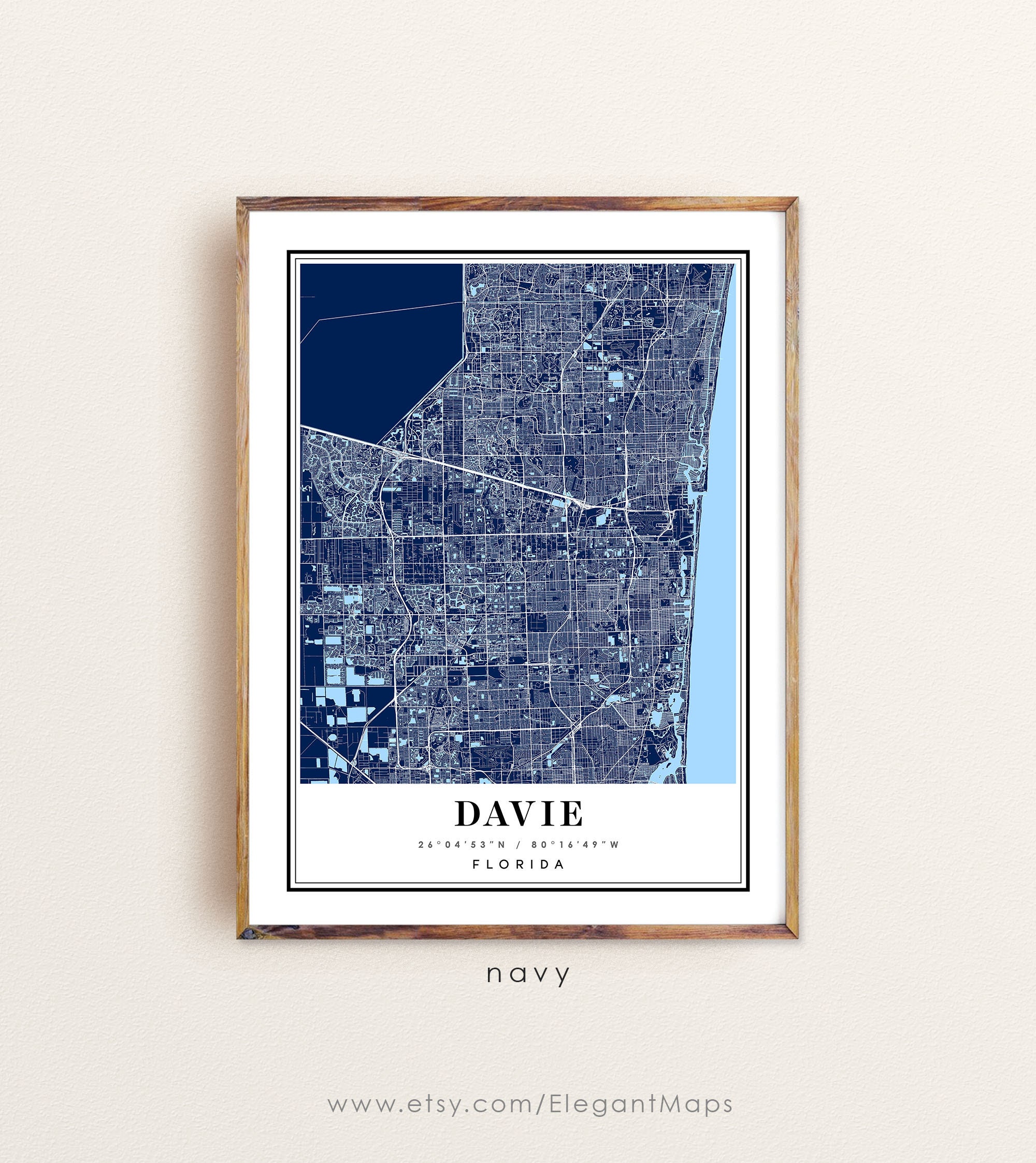 Davie Florida Map Davie FL Map Davie City Map Davie Print | Etsy