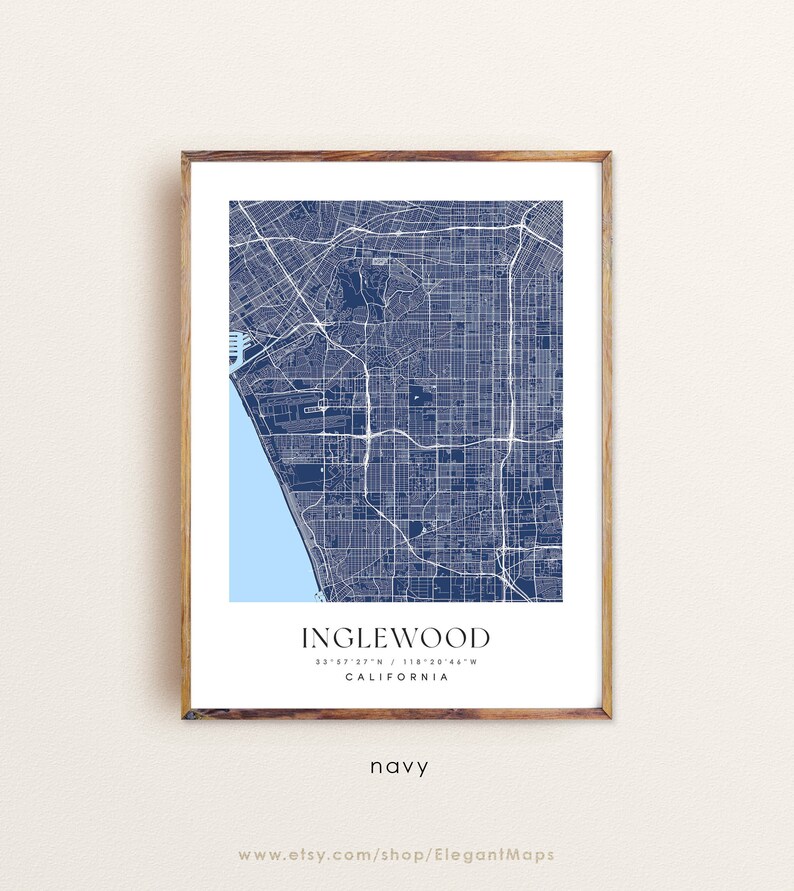 Inglewood California Map Inglewood CA Map Inglewood City - Etsy