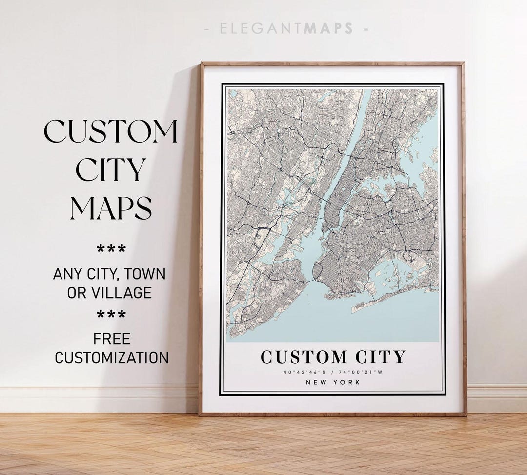 Custom Hometown Map Print - Personalized City Art for Your Home Decor ...