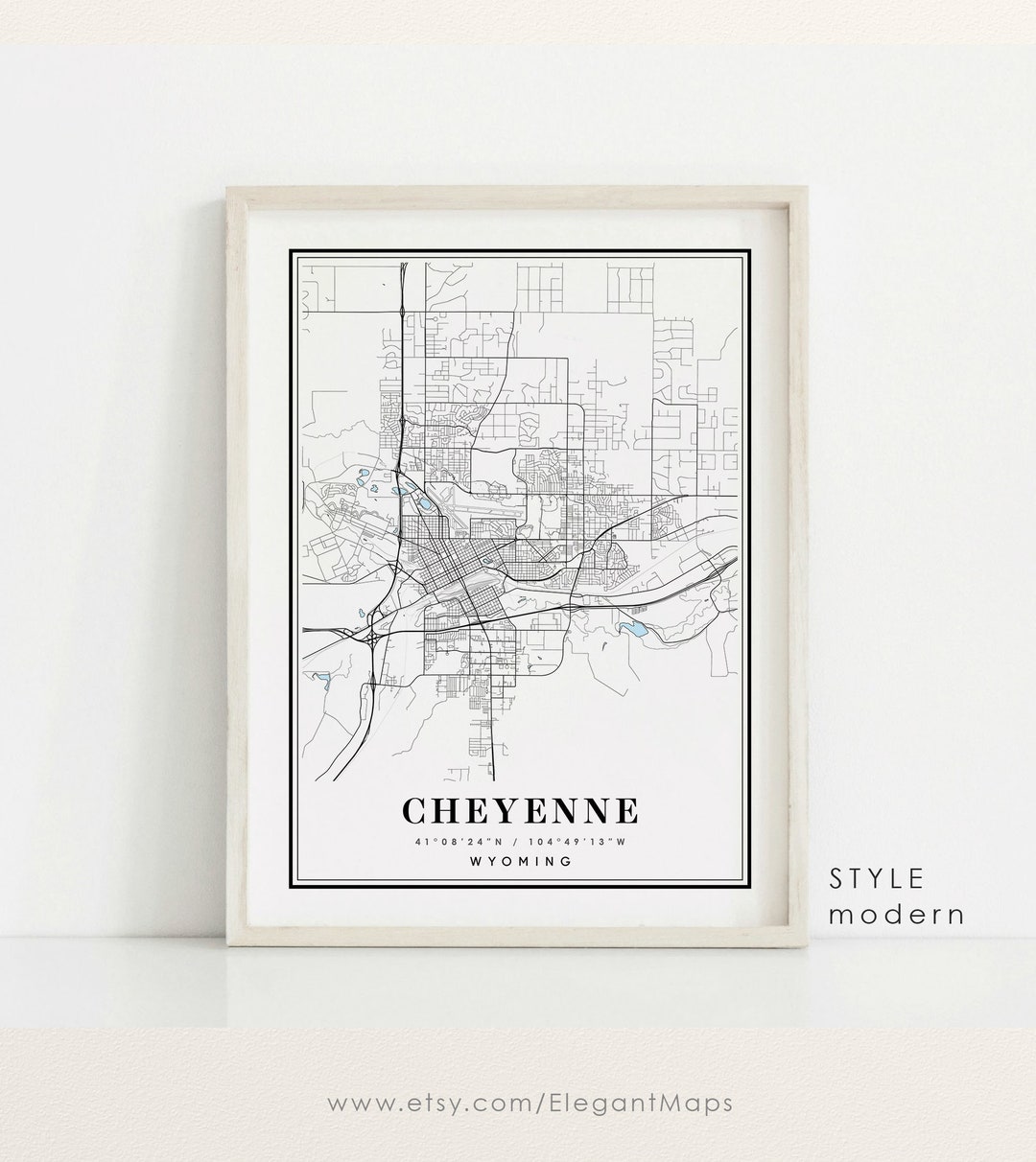 Cheyenne Wyoming Map Cheyenne WY Map Cheyenne City Map - Etsy