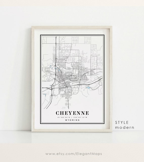 Cheyenne Wyoming Map Cheyenne WY Map Cheyenne City Map | Etsy