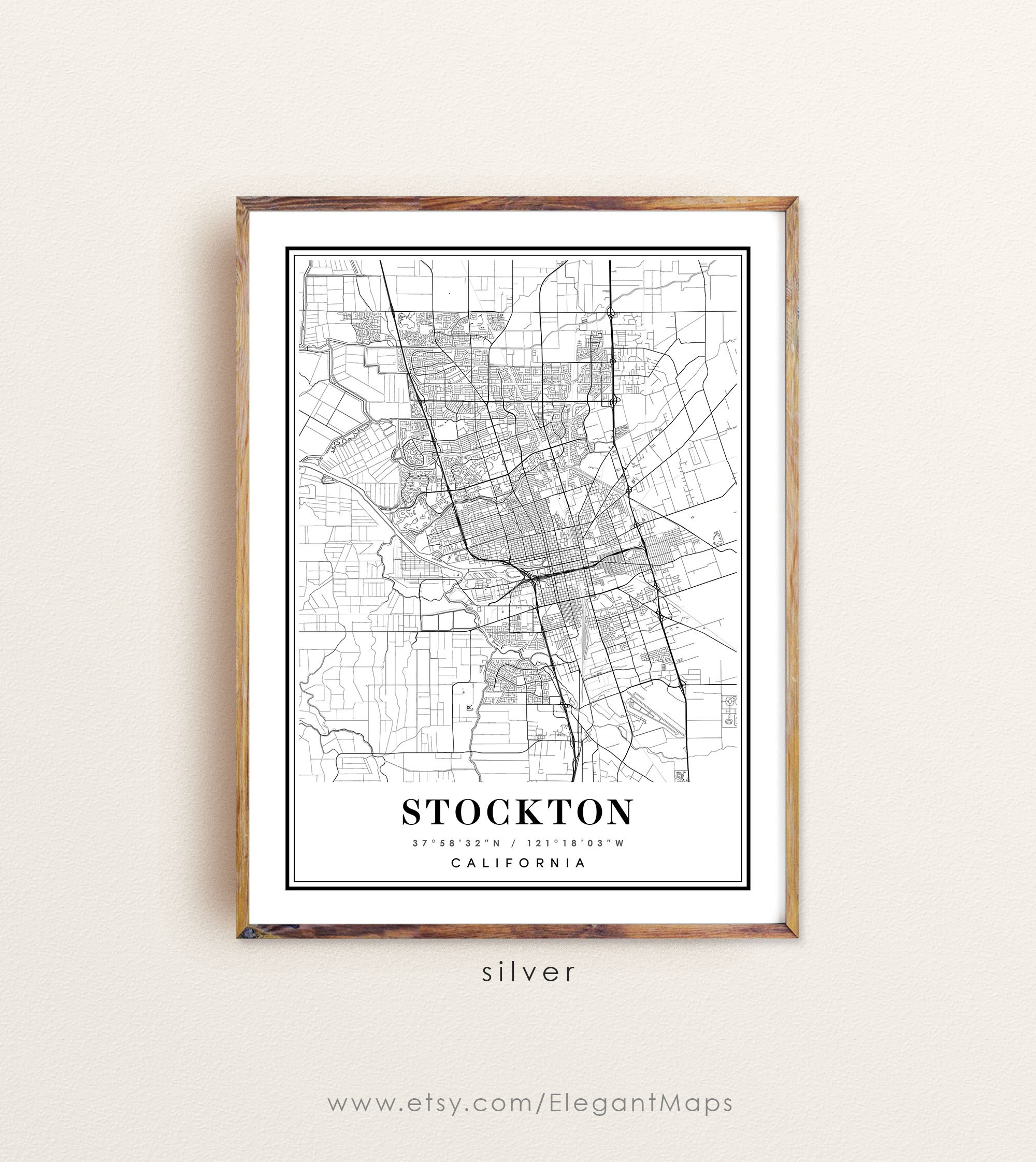 Stockton California Map Stockton CA Map Stockton City Map - Etsy