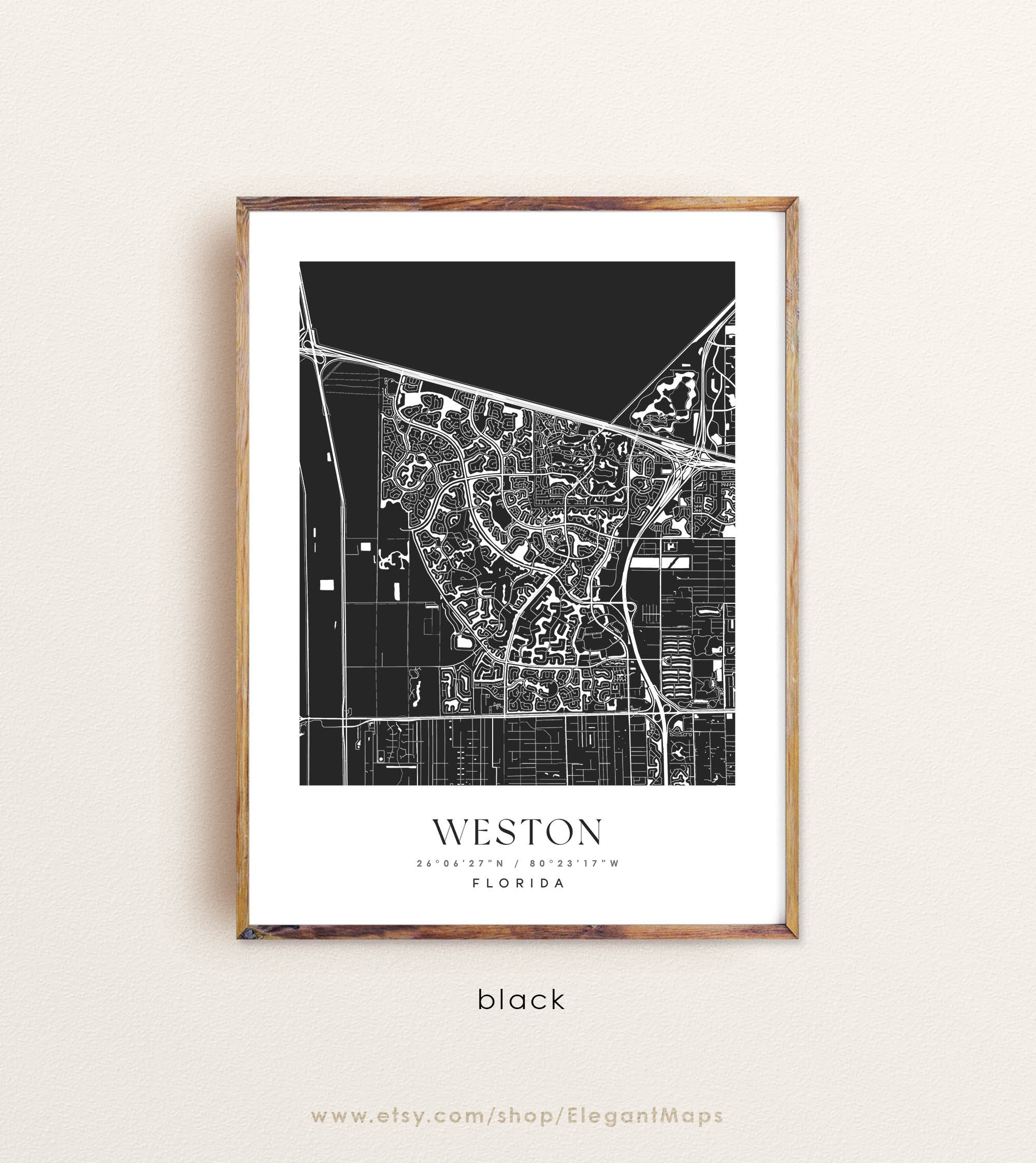Weston Florida Map Weston FL Map Weston City Print Weston | Etsy