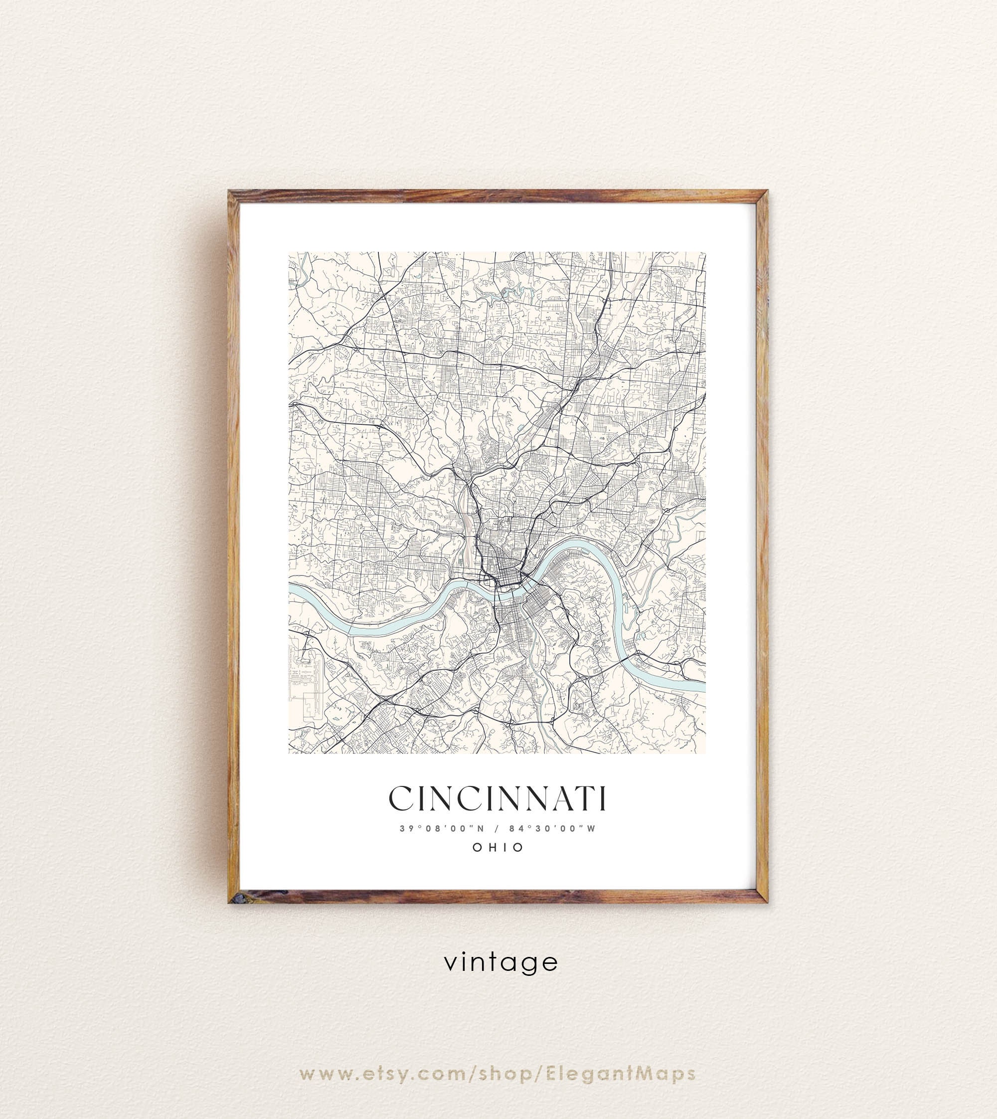 Cincinnati Ohio map Cincinnati OH map Cincinnati city print | Etsy
