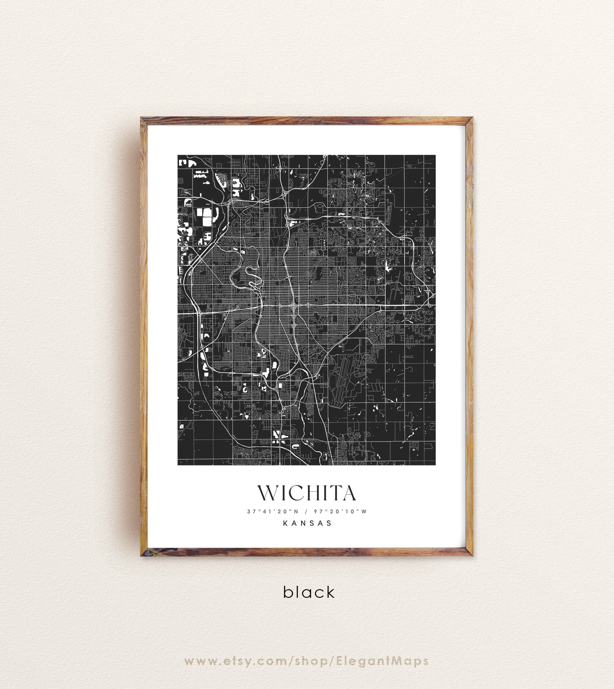Wichita Kansas Map Wichita KS Map Wichita City Print - Etsy