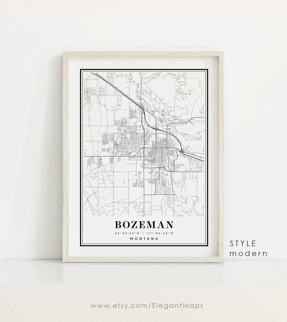 Bozeman Montana Map Bozeman MT Map Bozeman City Map Bozeman | Etsy