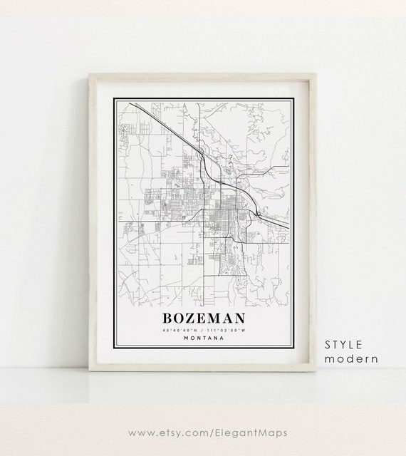 Bozeman Montana Map Bozeman MT Map Bozeman City Map Bozeman | Etsy