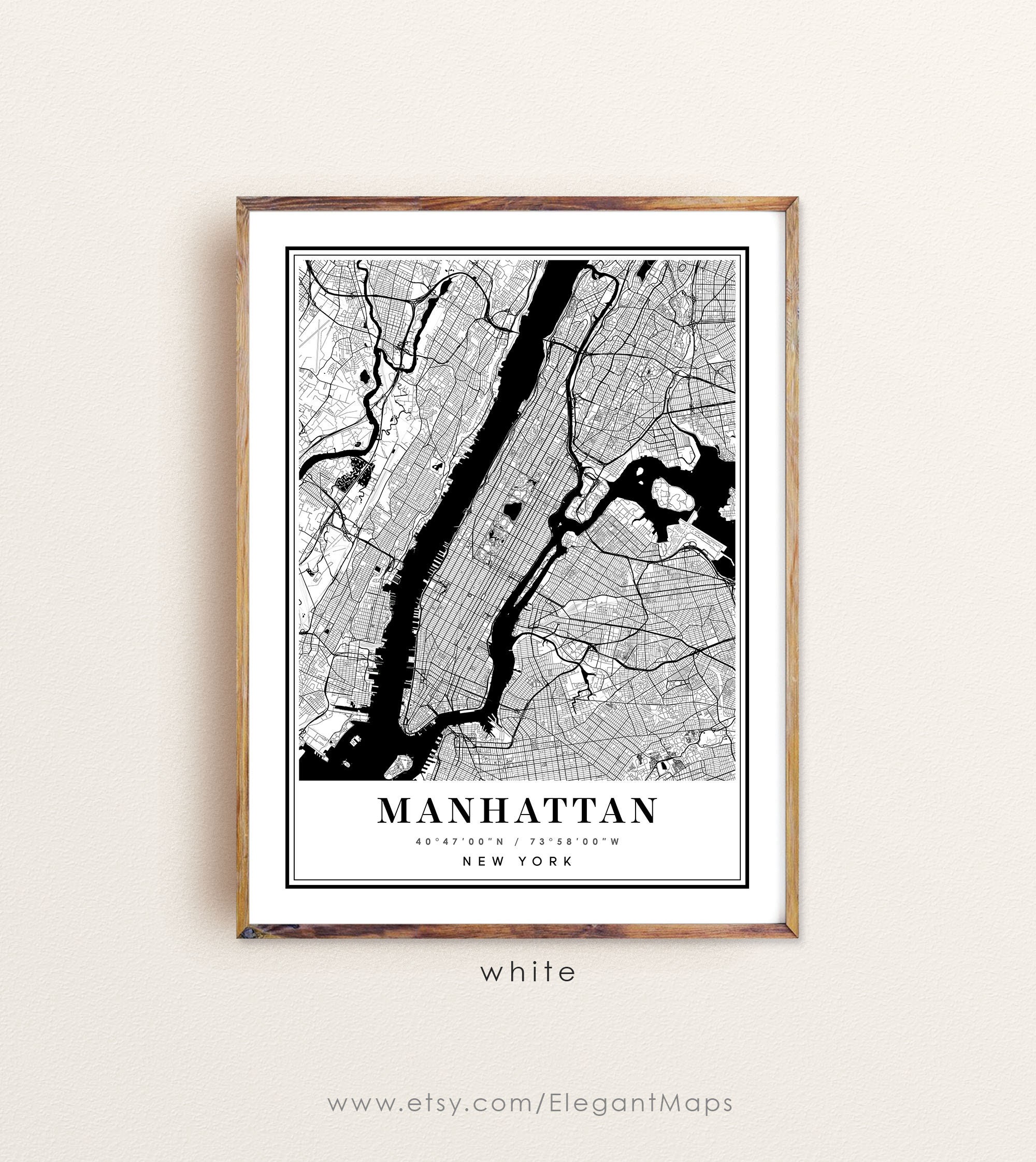 Manhattan New York Map Manhattan NY Map Manhattan City Map - Etsy