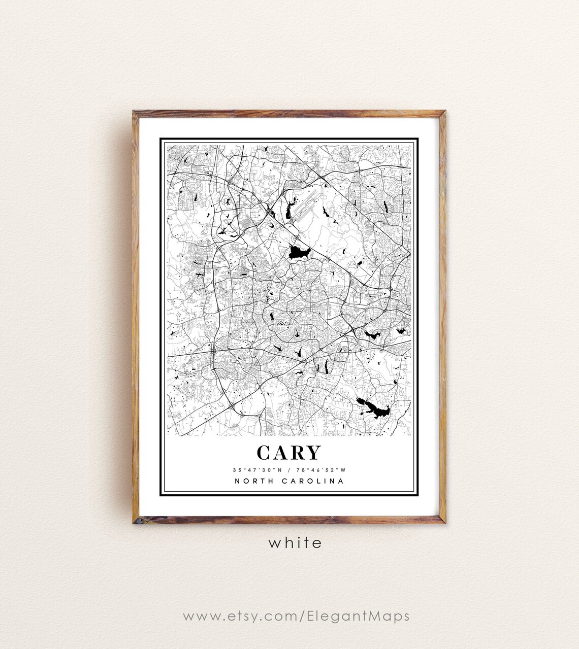 Cary North Carolina Map Cary NC Map Cary City Map Cary - Etsy