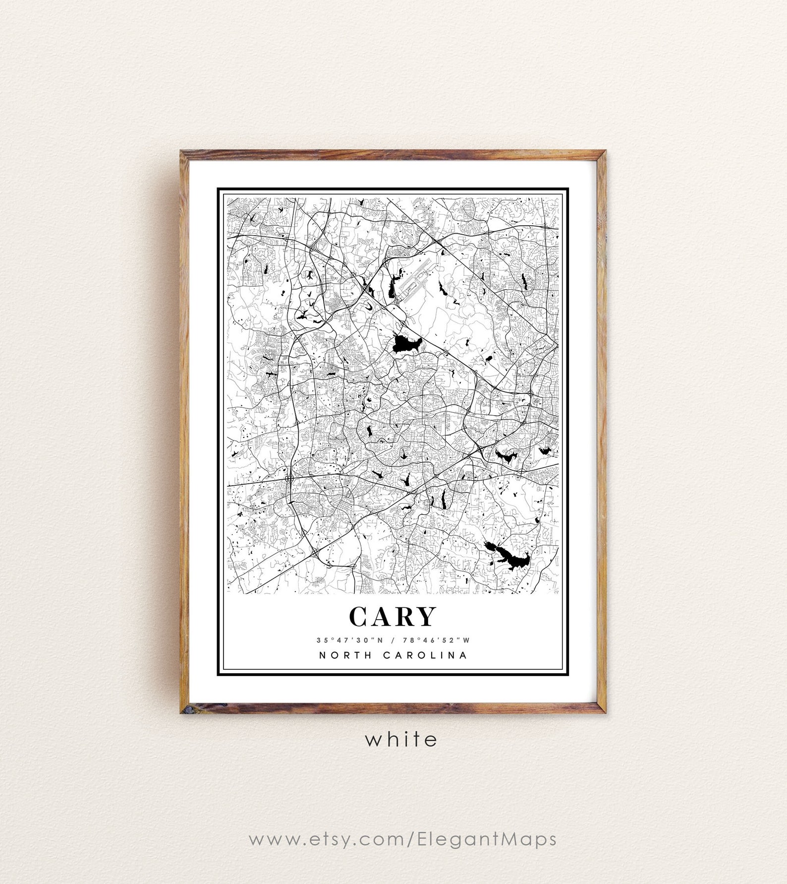 Cary North Carolina Map Cary NC Map Cary City Map Cary - Etsy