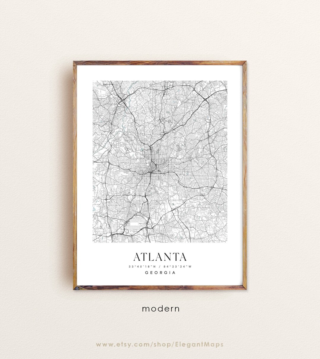 Atlanta Georgia Map, Atlanta GA Map, Atlanta City Print, Atlanta Poster ...