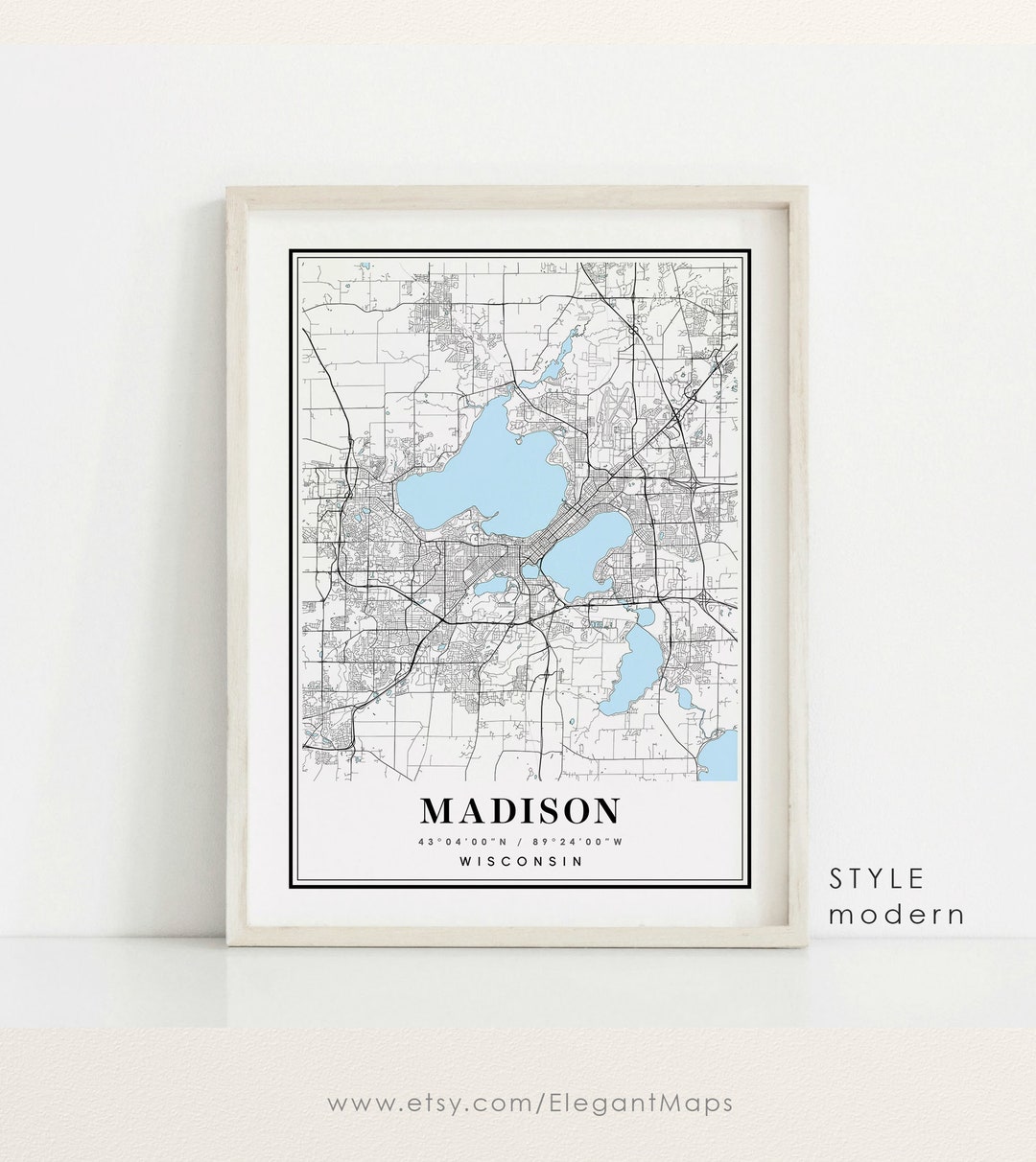 Madison Wisconsin Map, Madison WI Map, Madison City Map, Madison Print ...