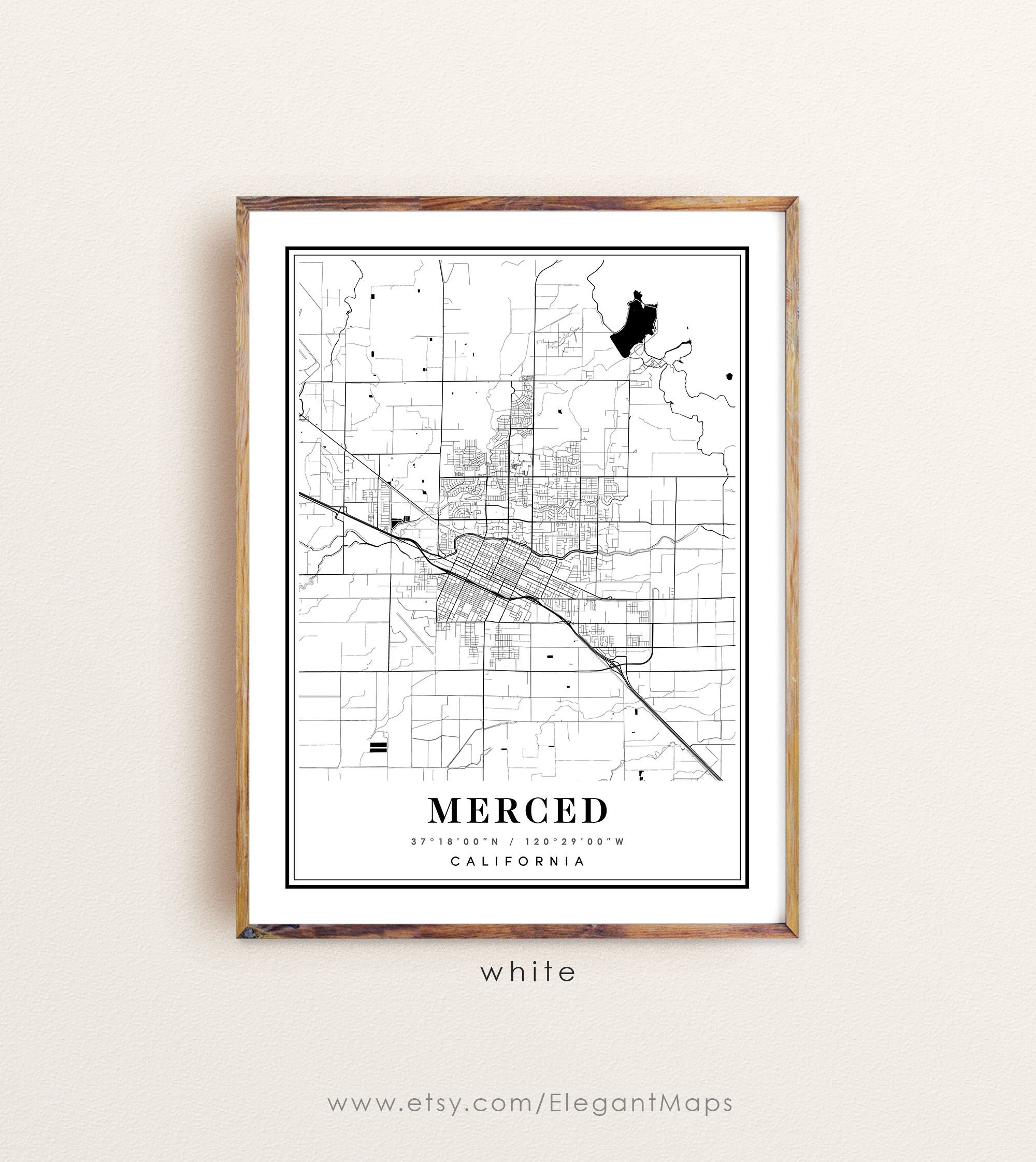 Merced California Map Merced CA Map Merced City Map Merced - Etsy UK