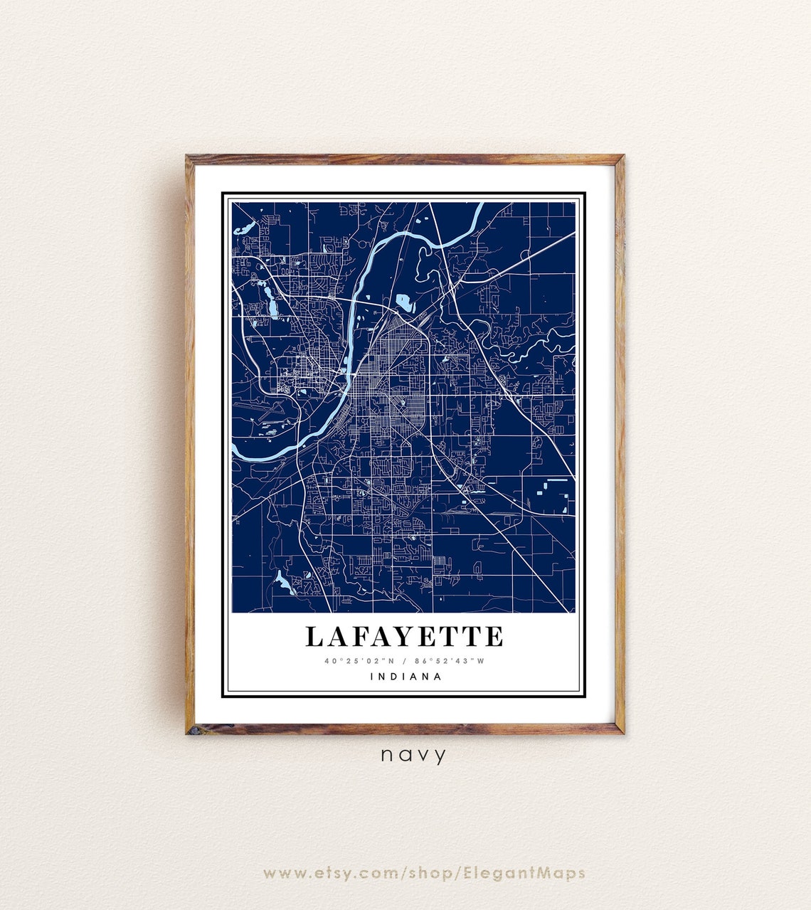 Lafayette Indiana map Lafayette IN map Lafayette city map | Etsy