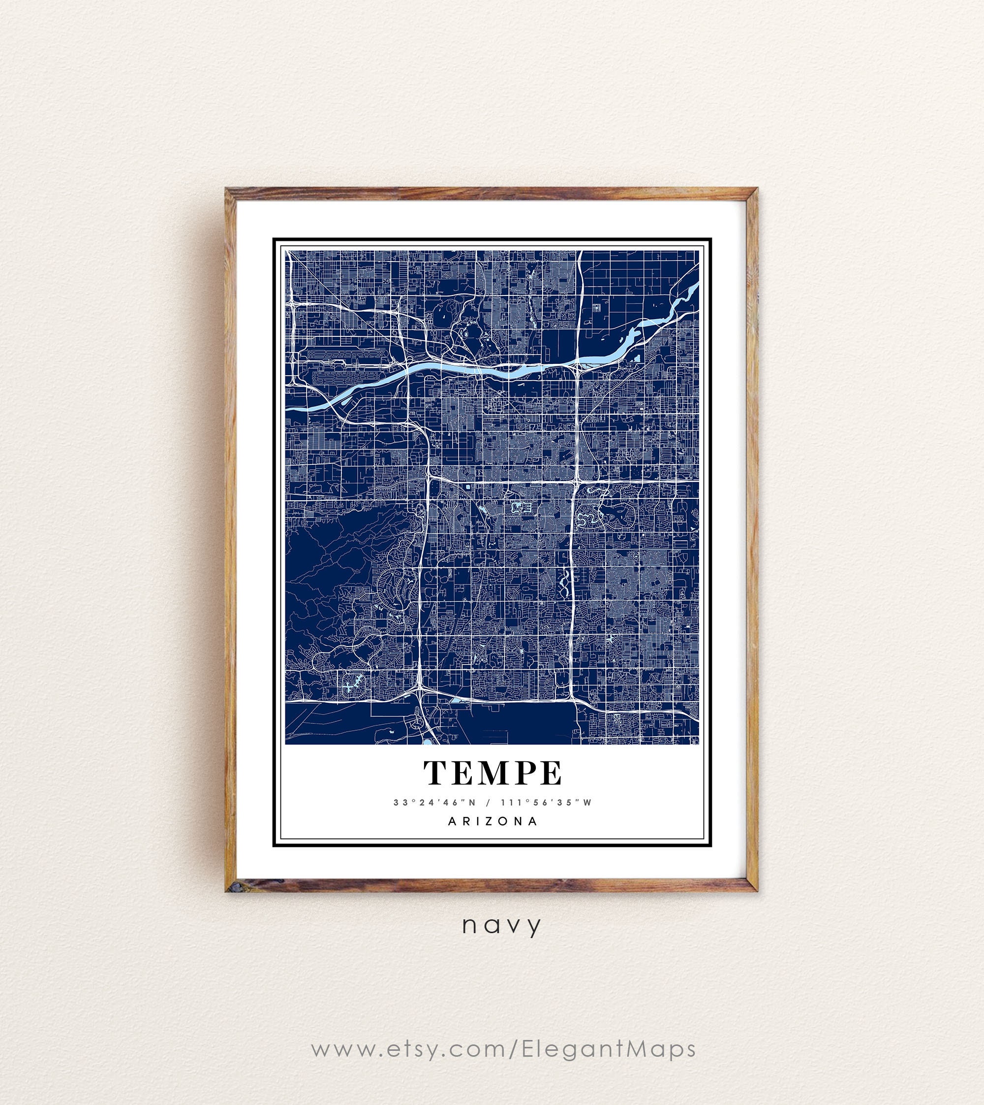 Tempe Arizona Map Tempe AZ Map Tempe City Map Tempe Print - Etsy
