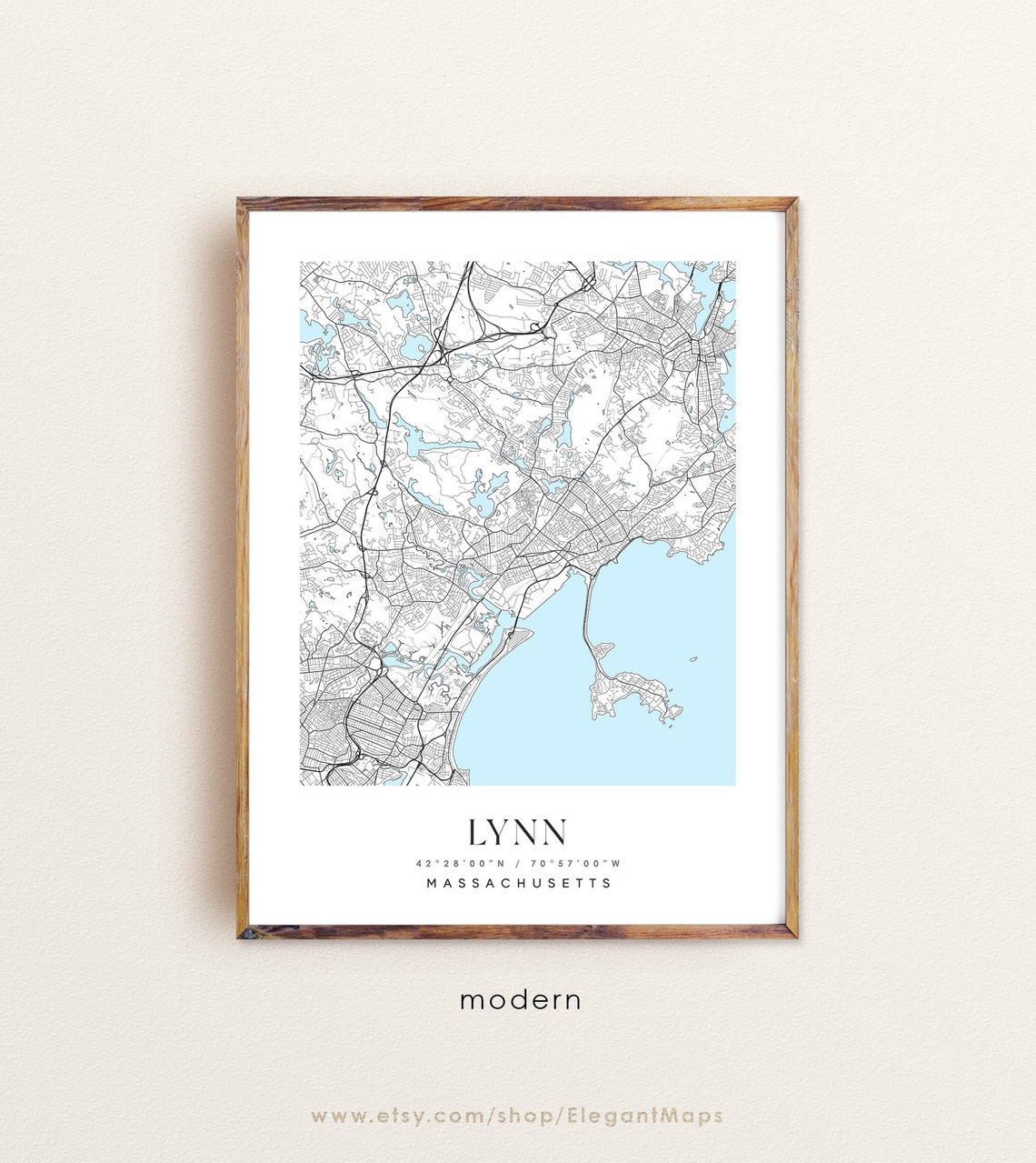Lynn Massachusetts map Lynn MA map Lynn city print Lynn | Etsy