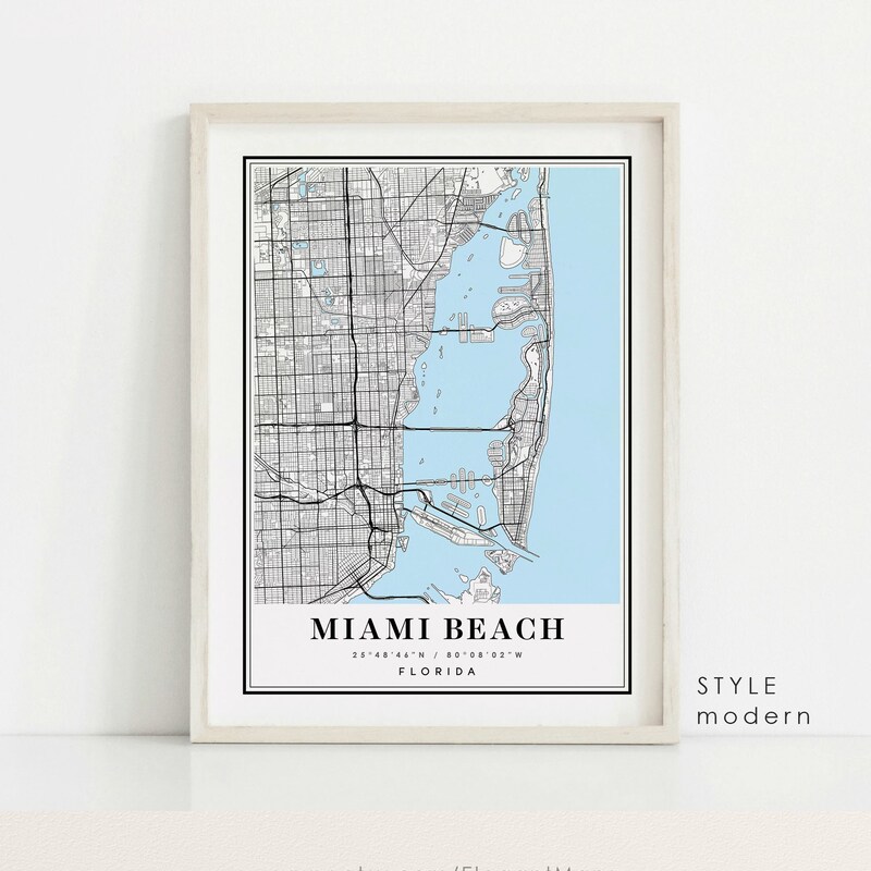 Miami Map Print - Etsy