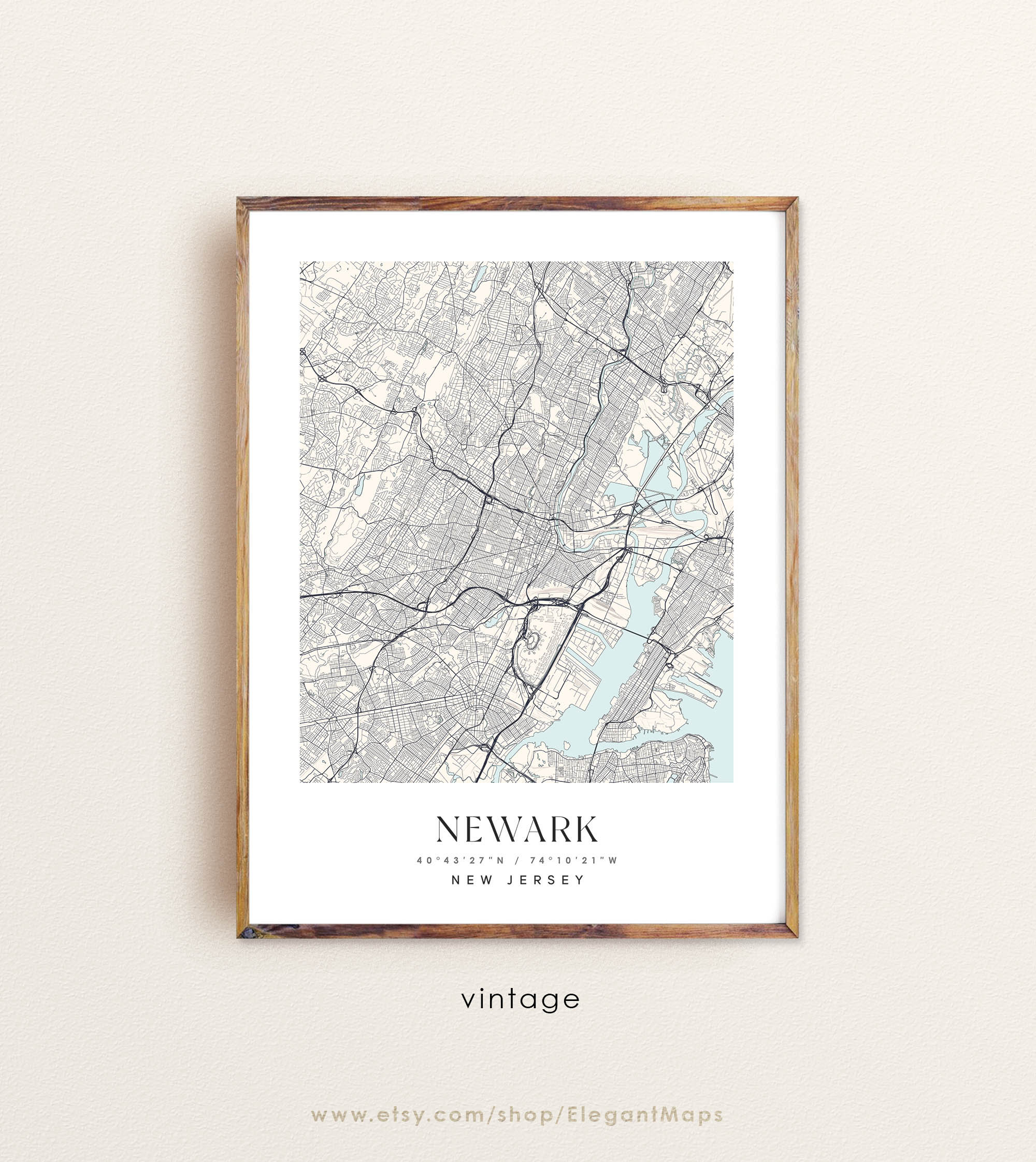 Newark New Jersey map Newark NJ map Newark city print | Etsy