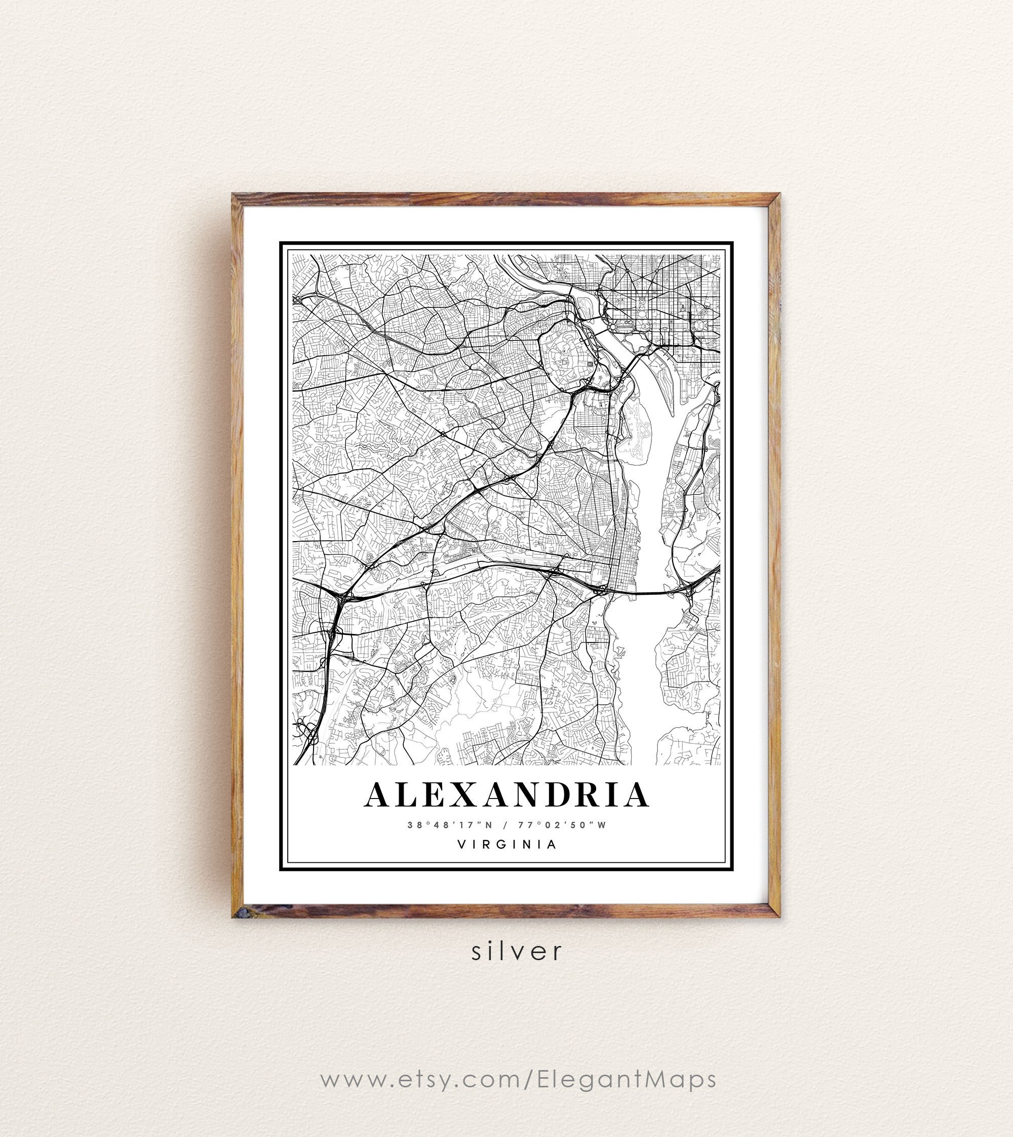 Alexandria Virginia Map Alexandria VA Map Alexandria City - Etsy