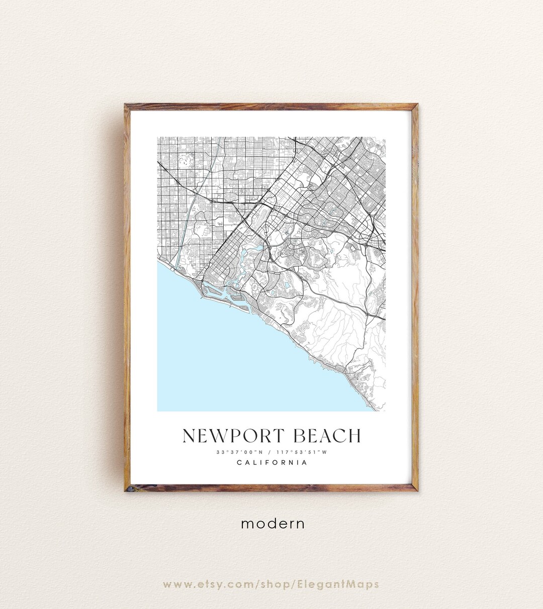 Newport Beach California Map Art Print: Custom City Map - Etsy