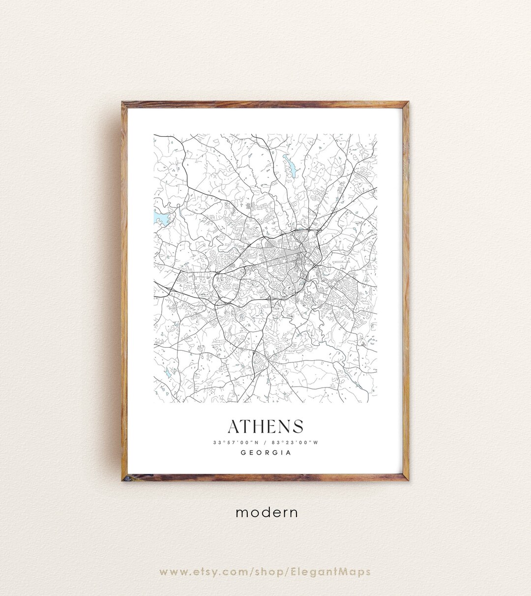 Athens Georgia Map, Athens GA Map, Athens City Print, Athens Poster ...