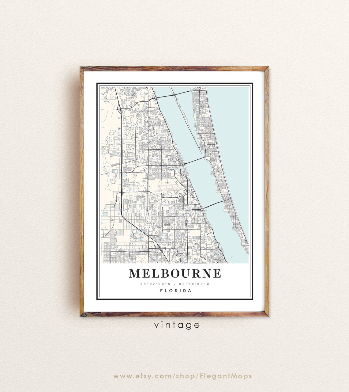 Melbourne Florida map Melbourne FL map Melbourne city map | Etsy