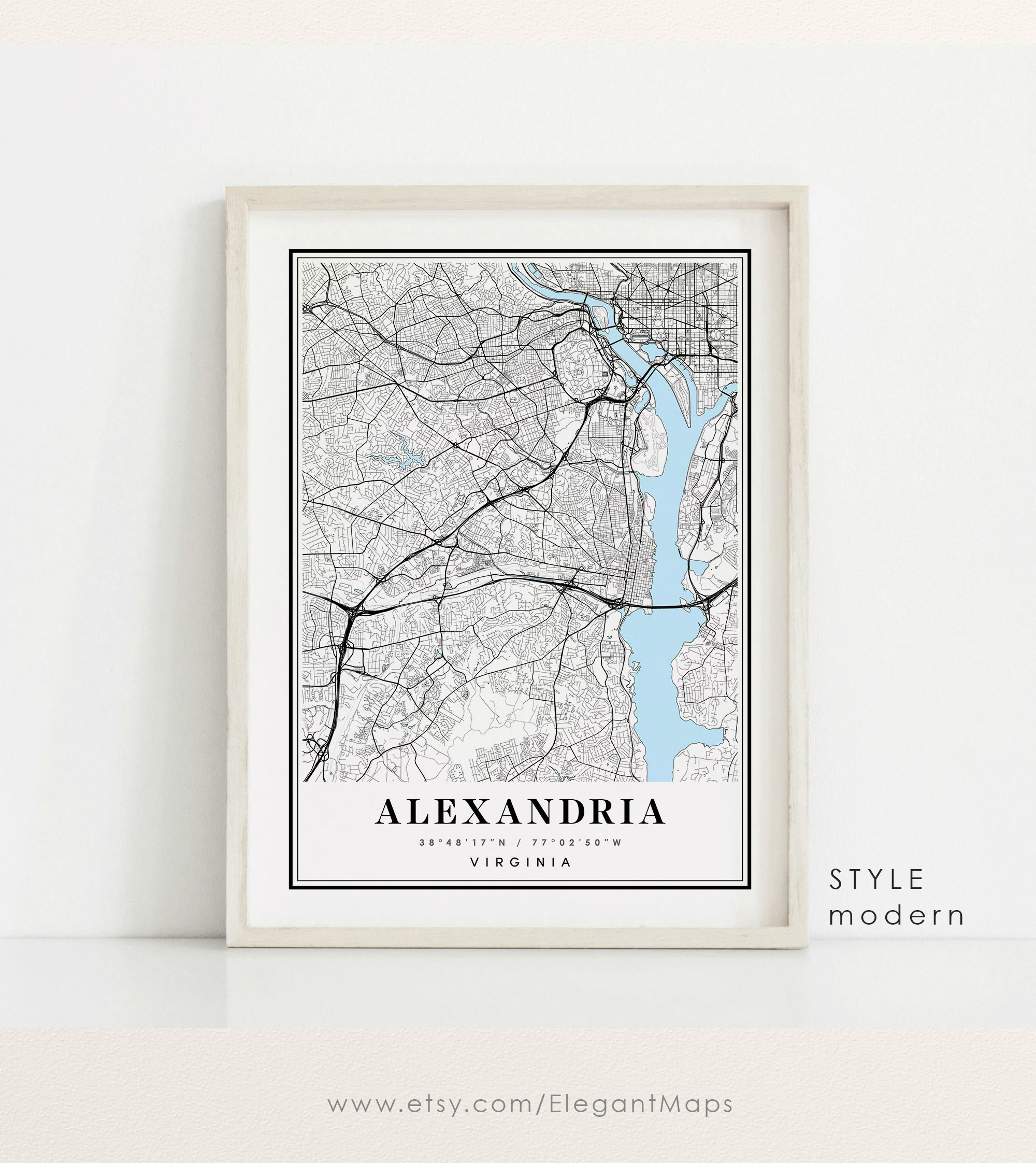 Alexandria Virginia Map Alexandria VA Map Alexandria City - Etsy