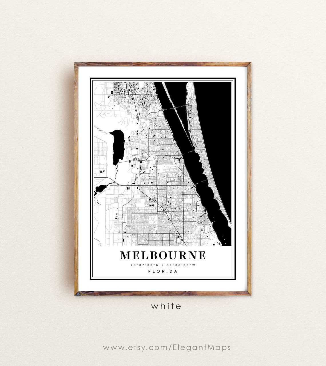 Melbourne Florida Map Melbourne FL Map Melbourne City Map | Etsy