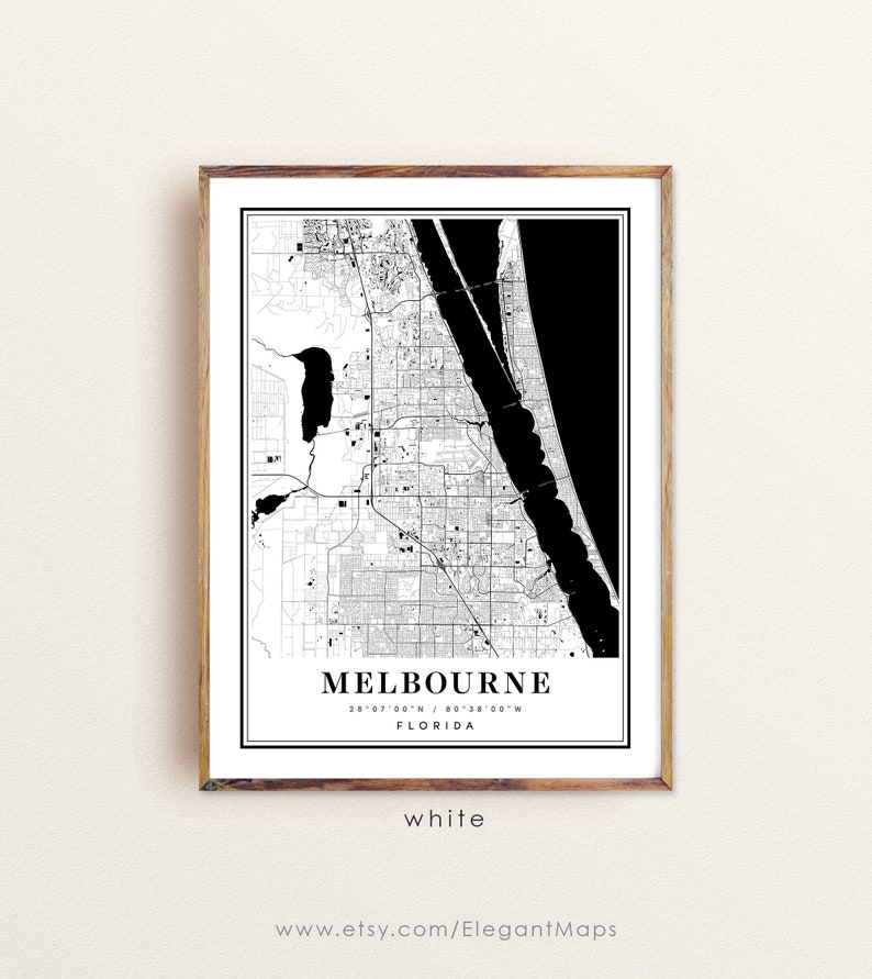 Melbourne Florida Map Melbourne FL Map Melbourne City Map | Etsy