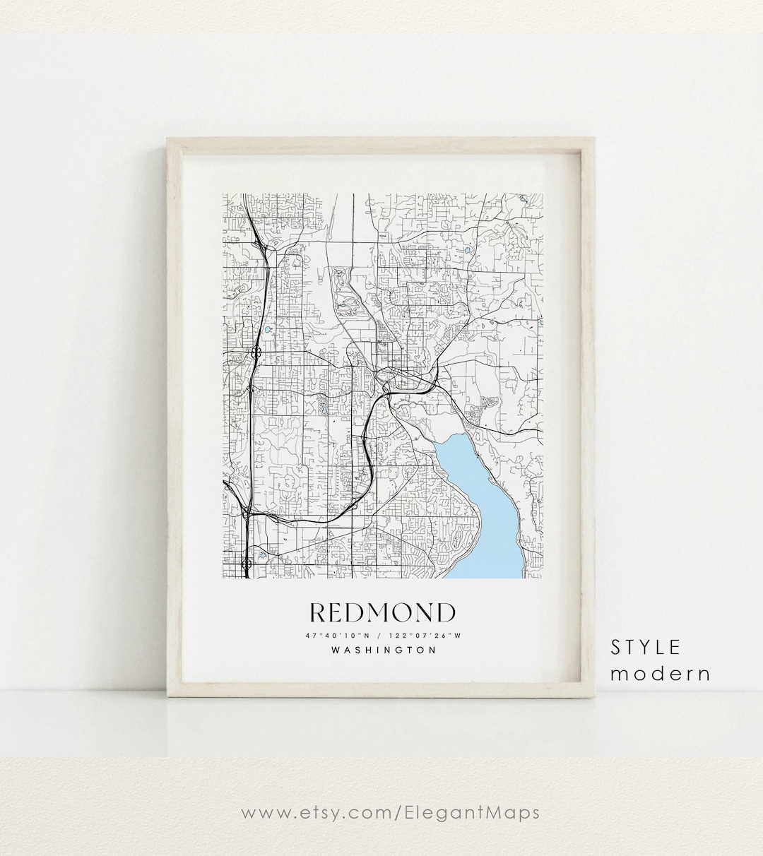 Redmond Washington Map, Redmond WA Map, Redmond City Print, Redmond ...