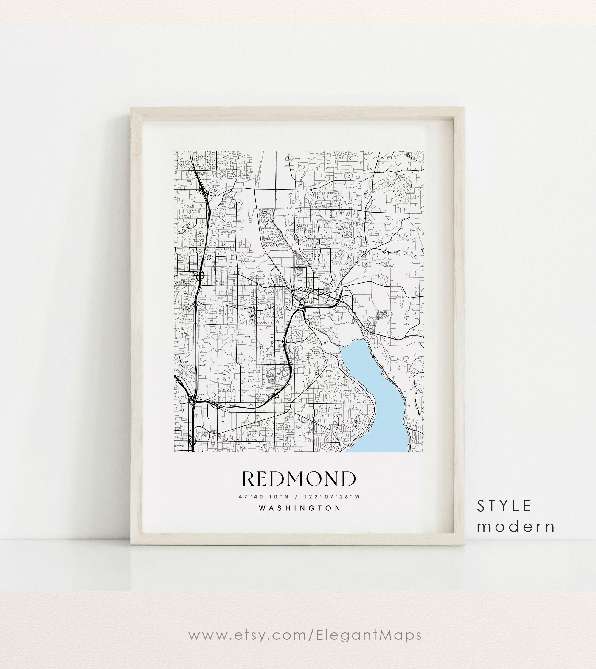 Redmond Washington Map Redmond WA Map Redmond City Print - Etsy UK
