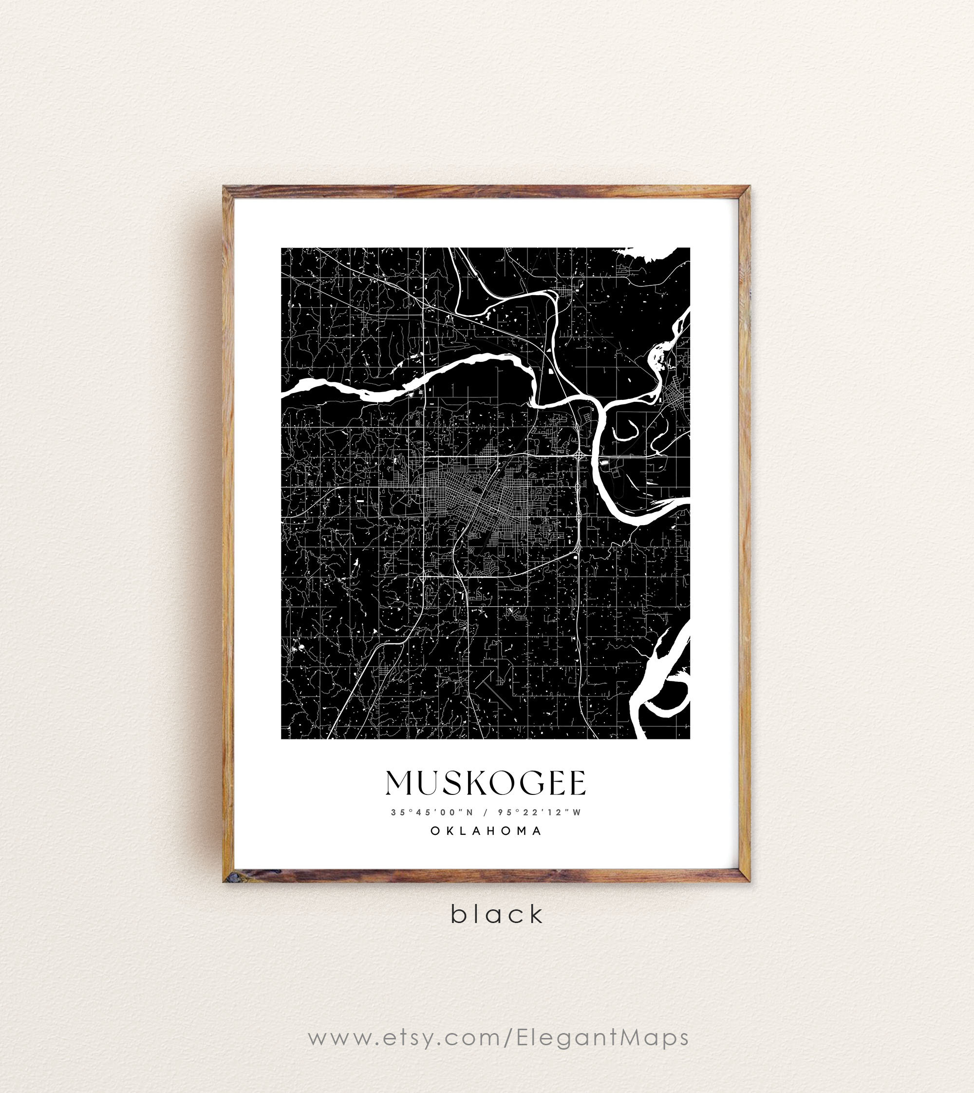 Muskogee Oklahoma Map Art Print: Custom City Wall Decor - Etsy
